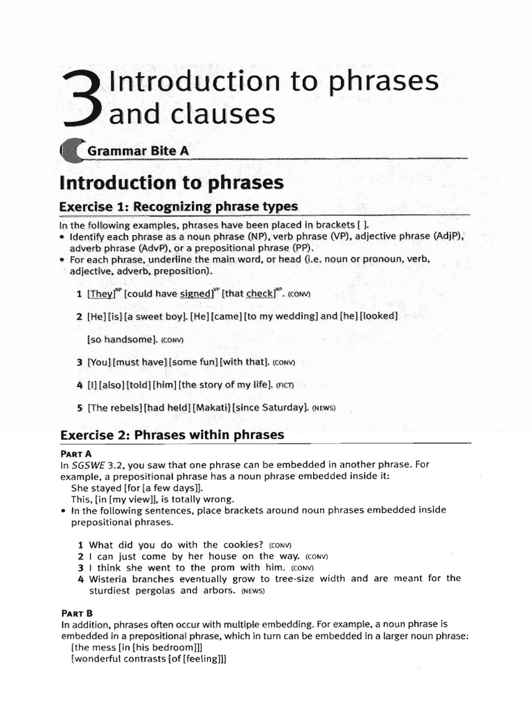 Understanding Phrases and Clauses | PDF | Verb | Phrase