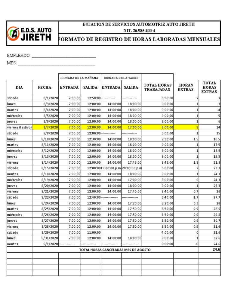 Registro de Horas Extras | PDF