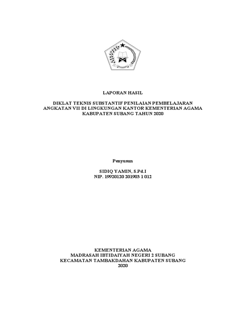 Laporan Hasil Diklat Penilaian Pembelajaran | PDF