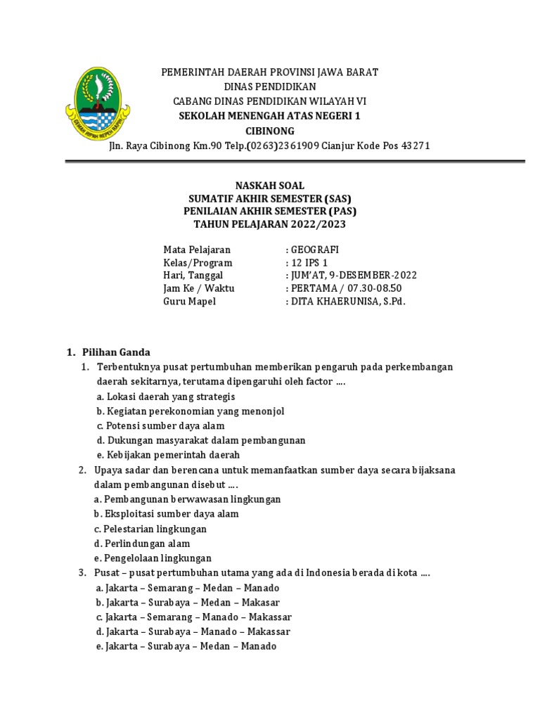 Geografi Kelas Xii Ips.1 | PDF