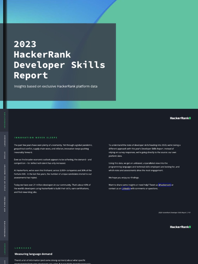 Developer Skills Report 2023 Pdf Index Economics Sql 
