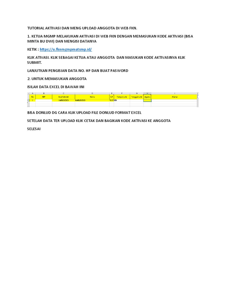 Tutorial Aktivasi Dan Meng Upload Anggota Di Web FKN | PDF