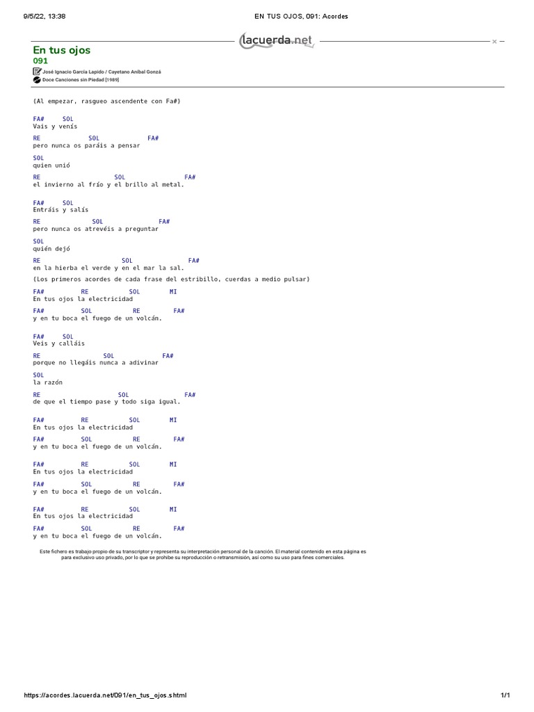EN TUS OJOS, 091 - Acordes | PDF