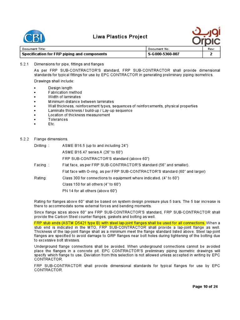 FRP Piping Specification | PDF | Mechanical Engineering | Building ...