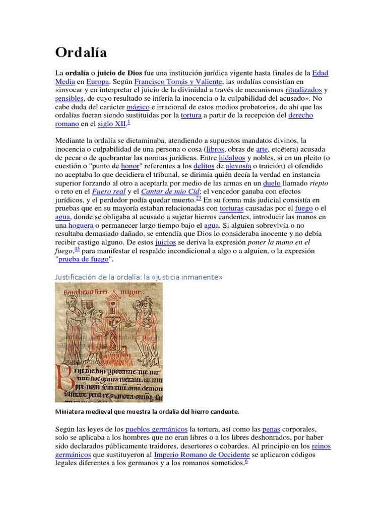 Ordalía: Juicio de Dios en la Edad Media | PDF | Derecho penal ...