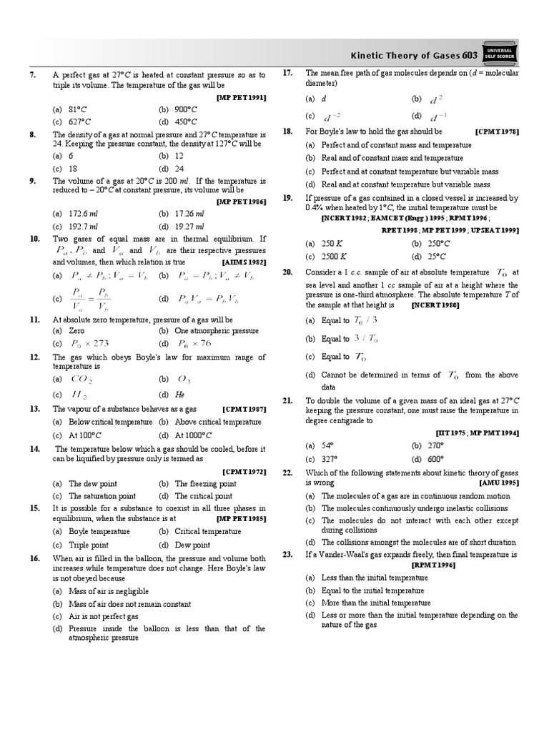 01 Assignment | PDF | Gases | Temperature