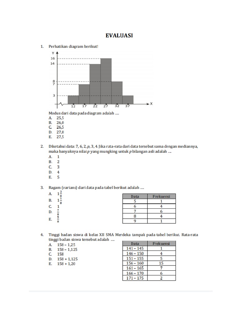 Soal Latihan Statistika Pilihan Ganda Pdf