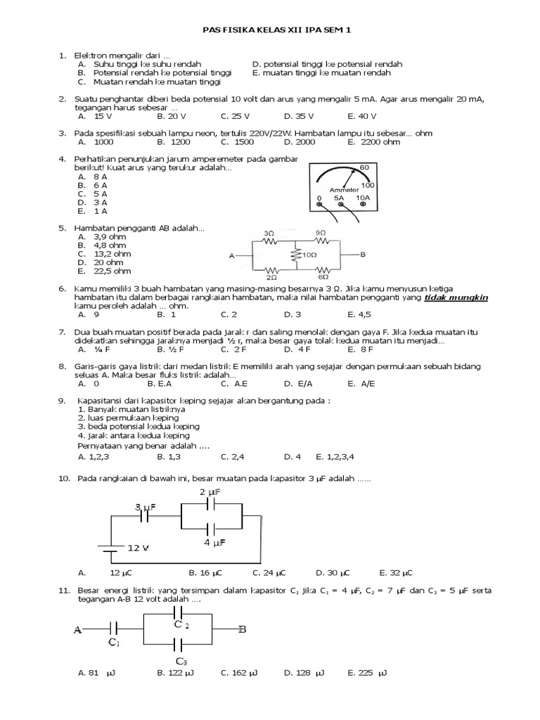 SOAL PAS FISIKA KELAS XII SEM 1 2020 - MARIANO - Mariano Nathanael | PDF