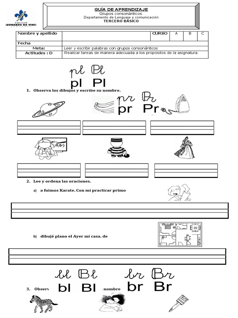 Actividades de Grupos Consonánticos | PDF