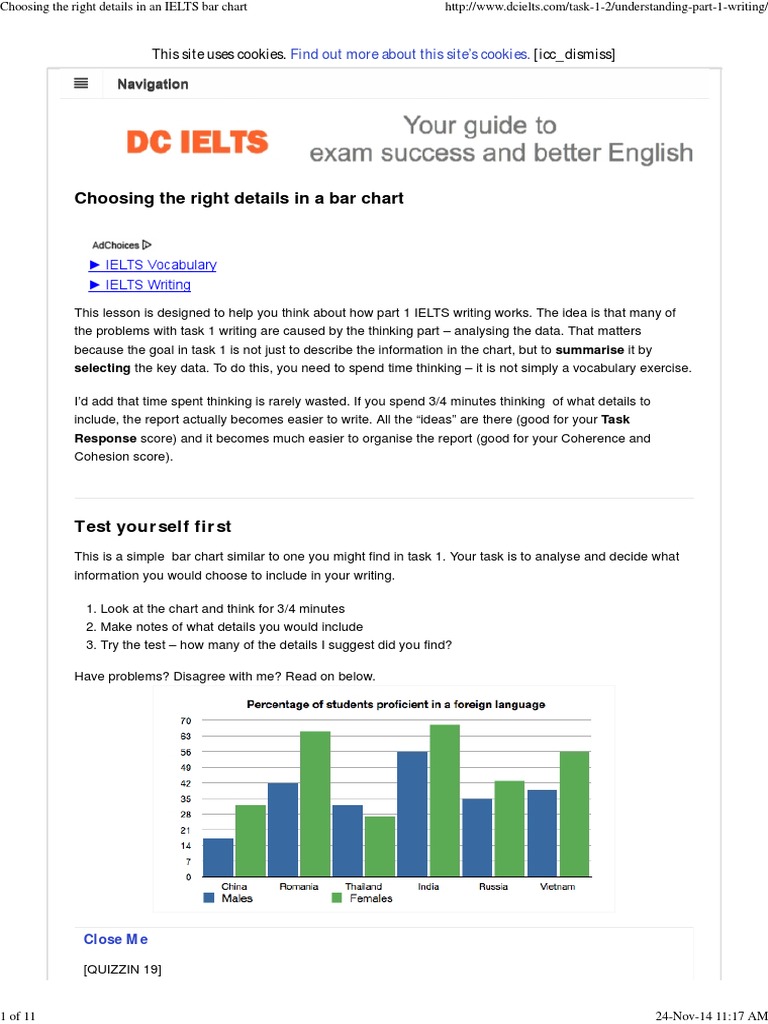 Exercise On Selecting The Correct Details in A Bar Chart | PDF | International English Language ...