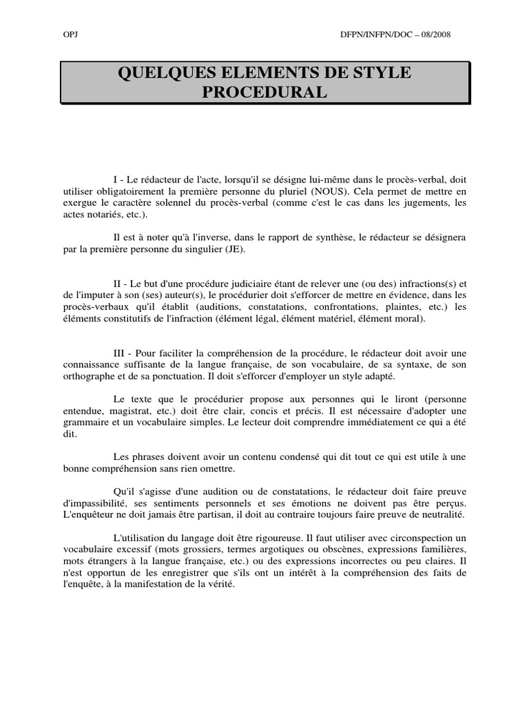 Rédaction de Procès-Verbaux Procéduriers | PDF | Perquisition | Nombre ...