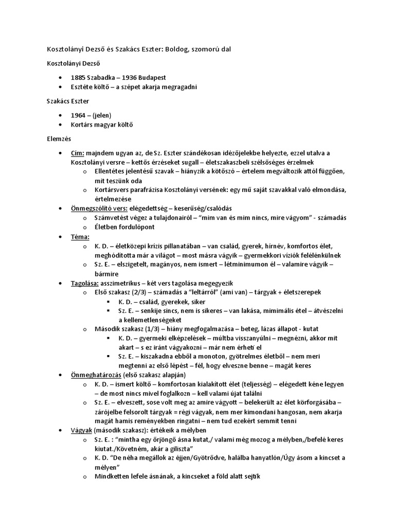 Kosztolányi Dezső És Szakács Eszter | PDF