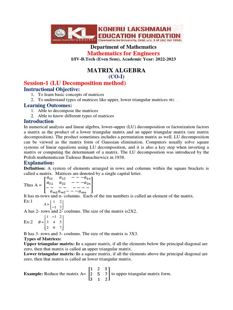 CO1 Material MFE | PDF | Matrix (Mathematics) | Calculus