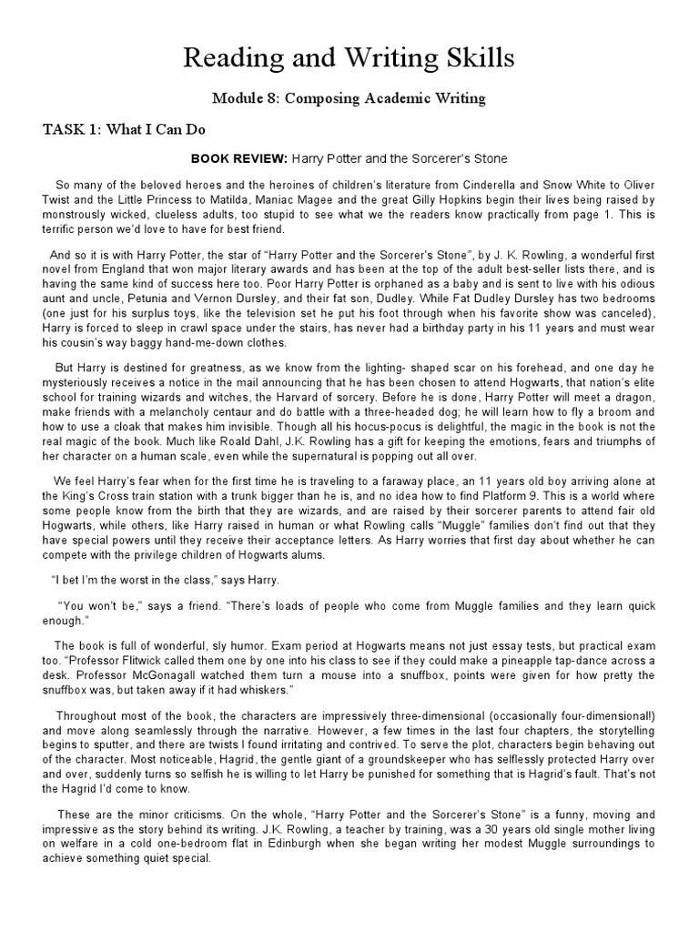 Reading and Writing Skill1 | PDF | Harry Potter | J. K. Rowling