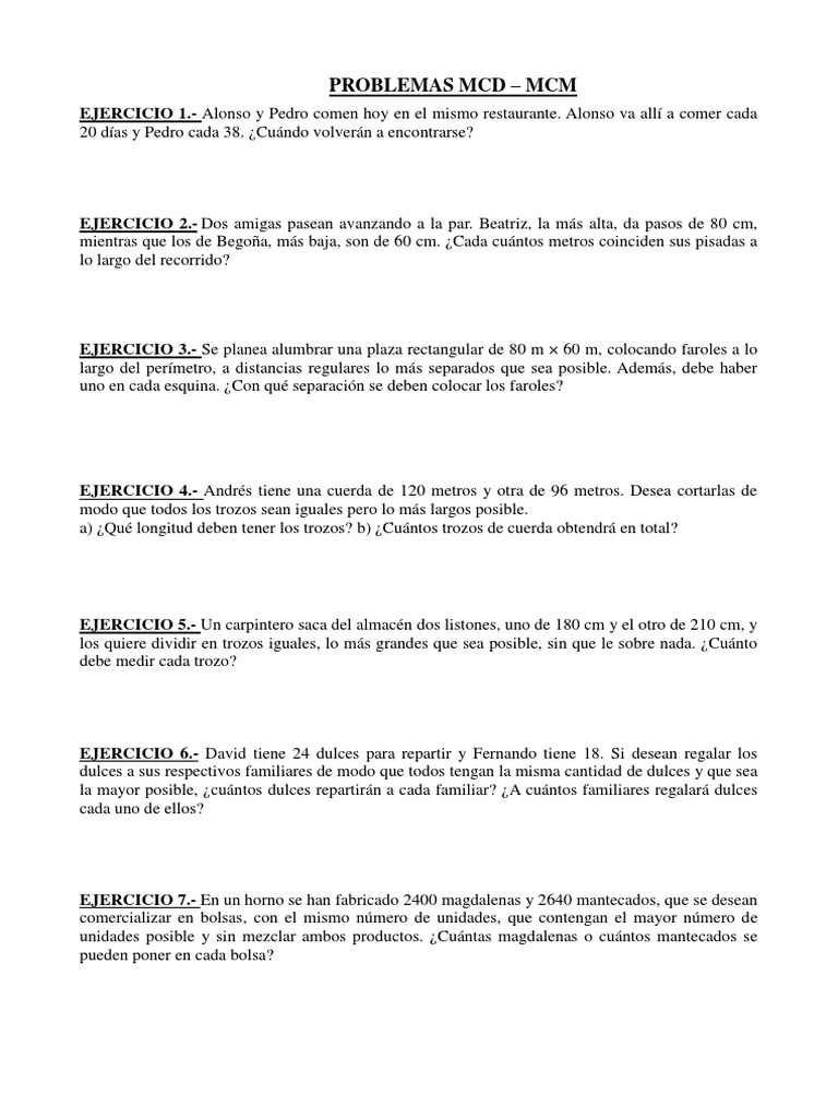 Problemas de MCD y MCM | PDF