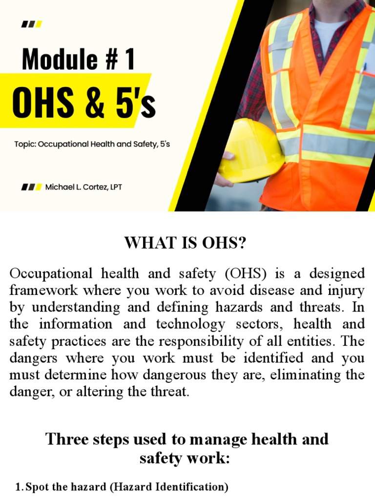 LESSON1 OHS and 5s Handout 2 | PDF | Occupational Safety And Health | Risk