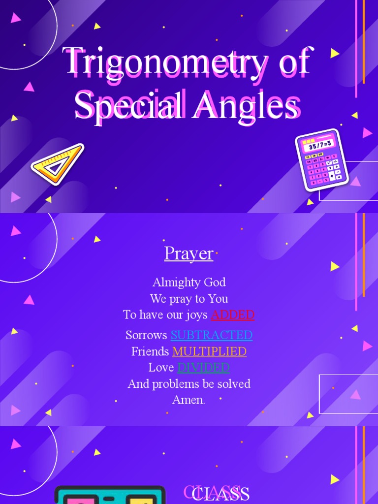 Trigonometric Ratios Involving Special Angles (Week 2) | PDF ...