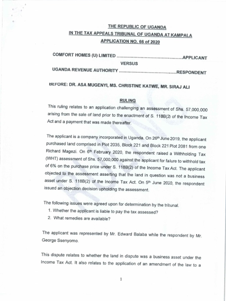COMFORT HOMES Vs URA - TAT RULING. | PDF