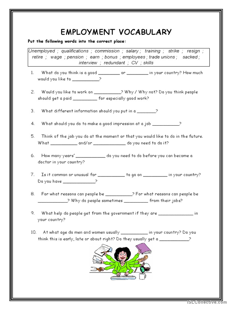 Employment Vocabulary | PDF | Career & Growth