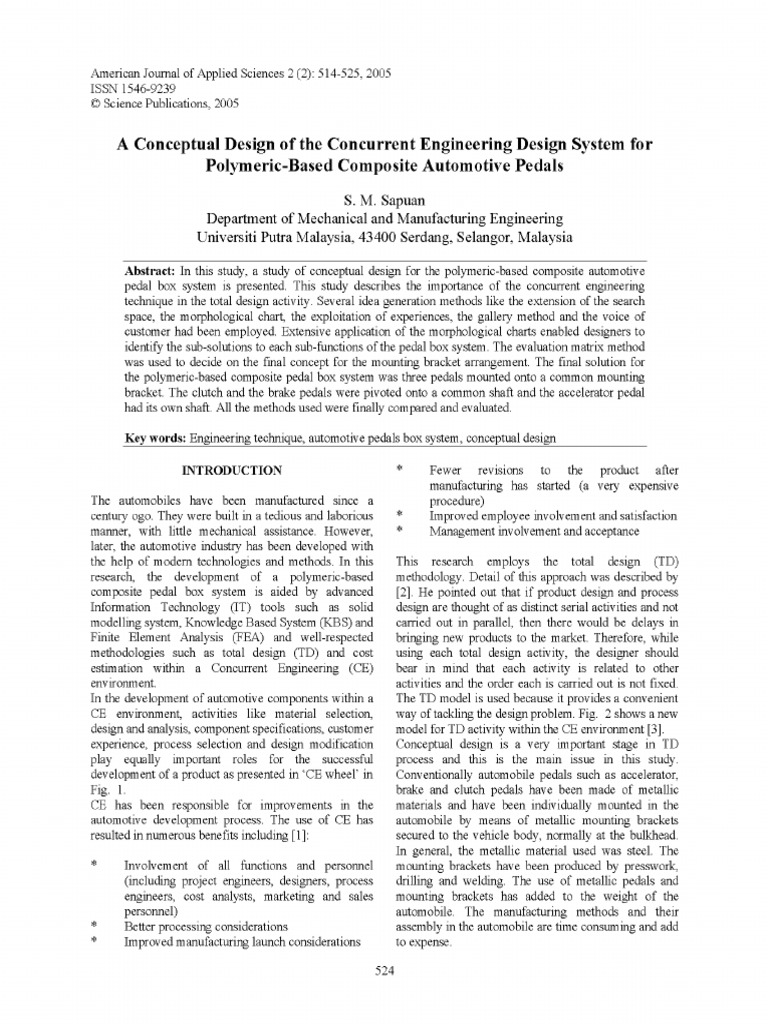 A Concurrent Engineering Design System For Polymeric Based Composite Automotive Components Pdf