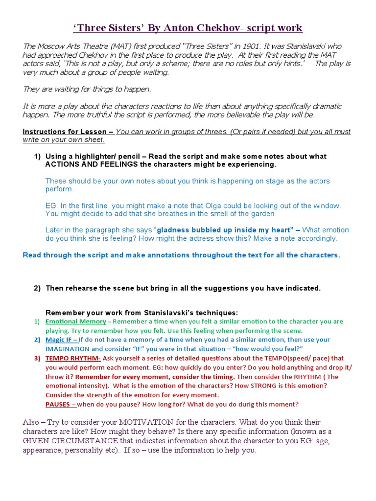 Three Sisters Script Lesson | PDF | Art | Poetry