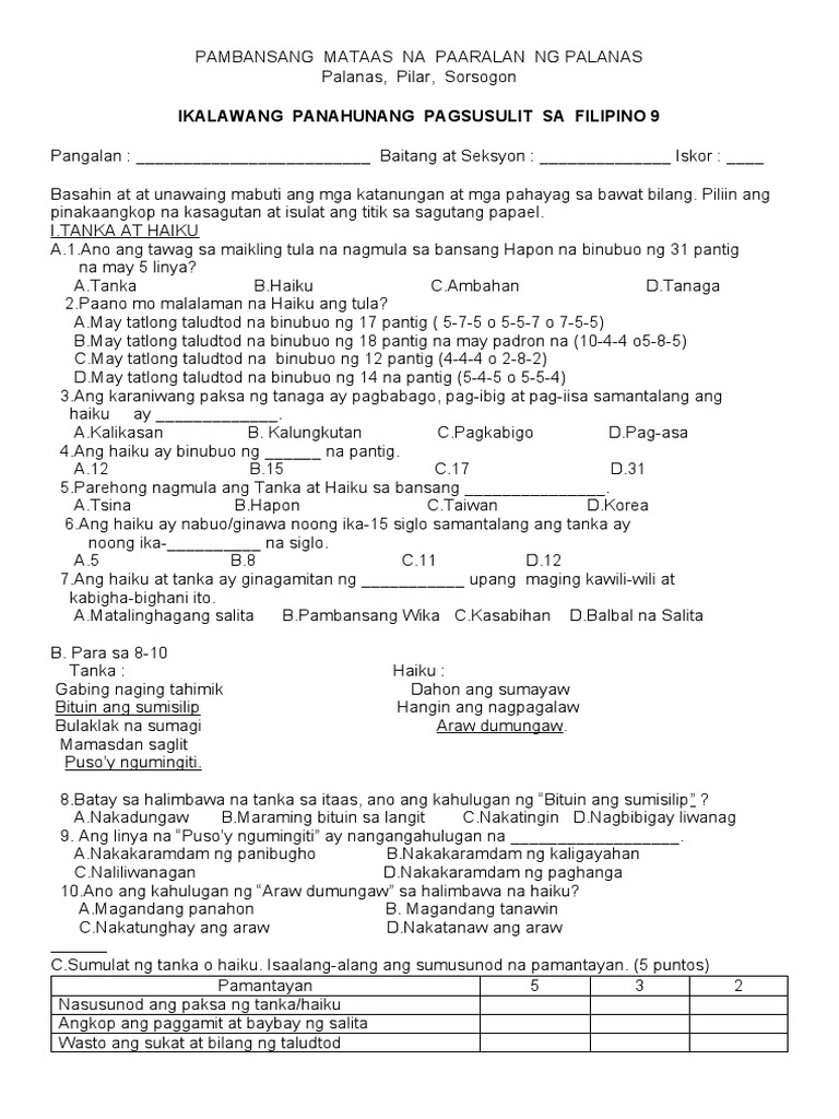 2ndQ Filipino 9 | PDF