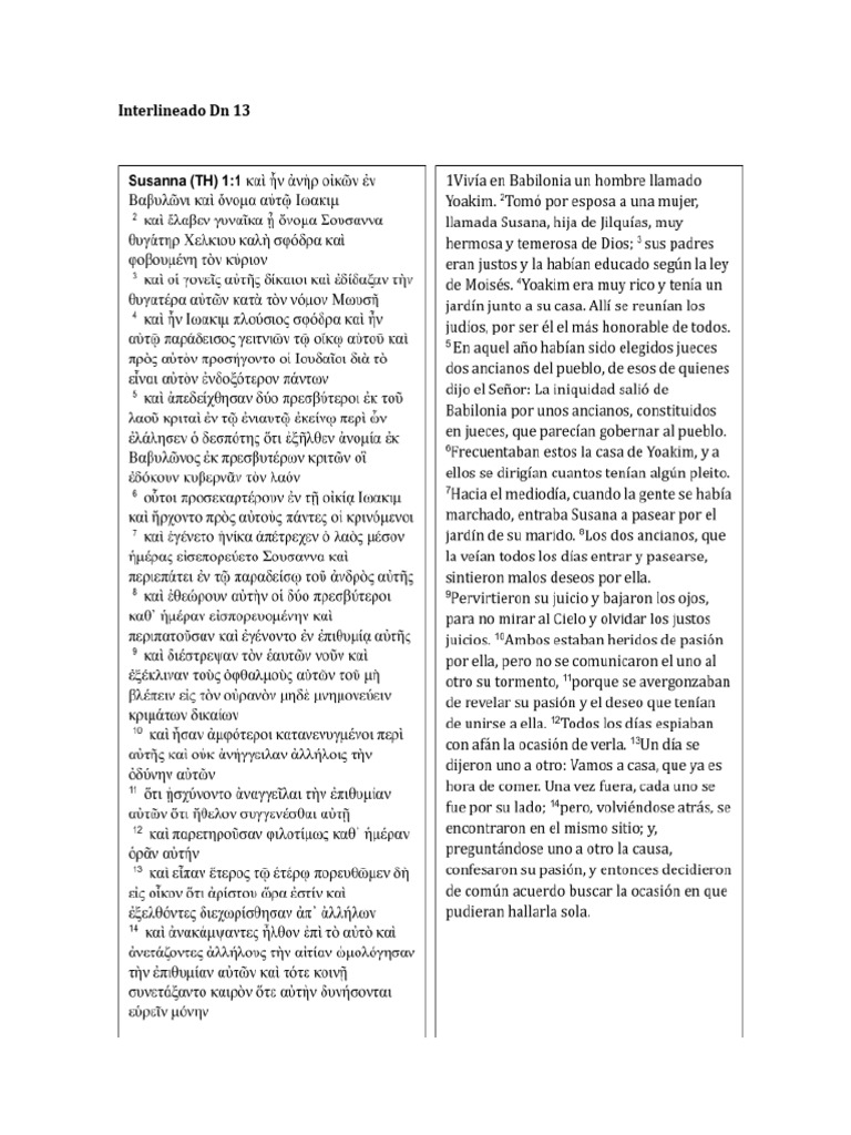 Análisis Interlineal Del Texto Bíblico de Daniel 13 | PDF | Biblia ...