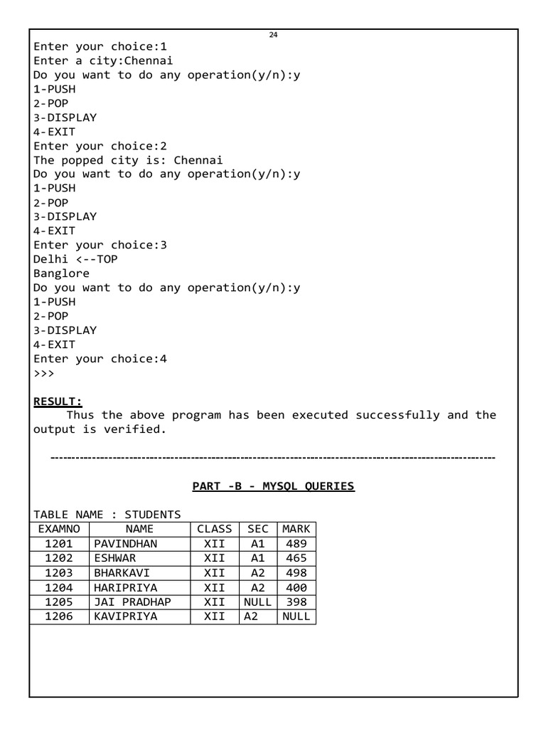 Mysql Lab Programs | PDF | Computer Programming | Databases Mysql Lab Programs | PDF | Computer Programming | Databases