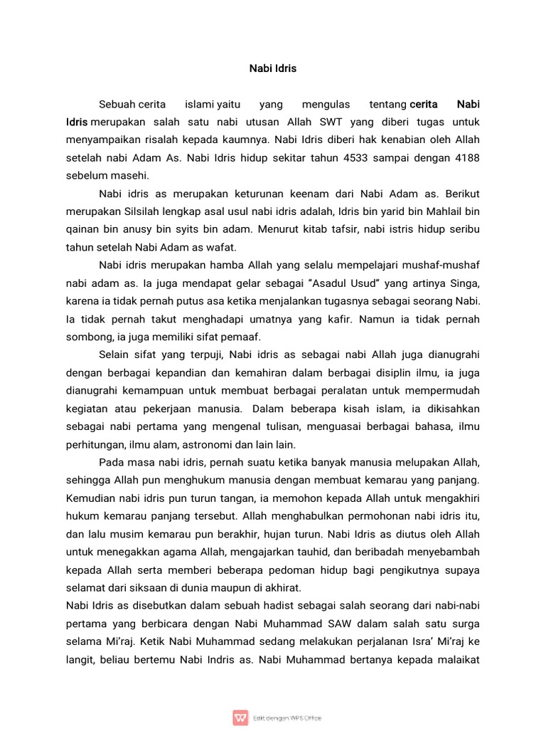 Cerita Singkat Nabi Idris | PDF