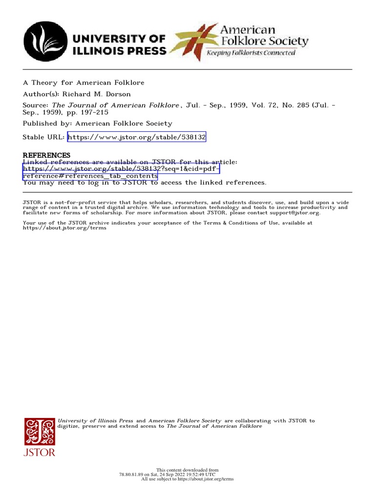 Dorson - Theory of American Folklore | PDF | Folklore | Franz Boas