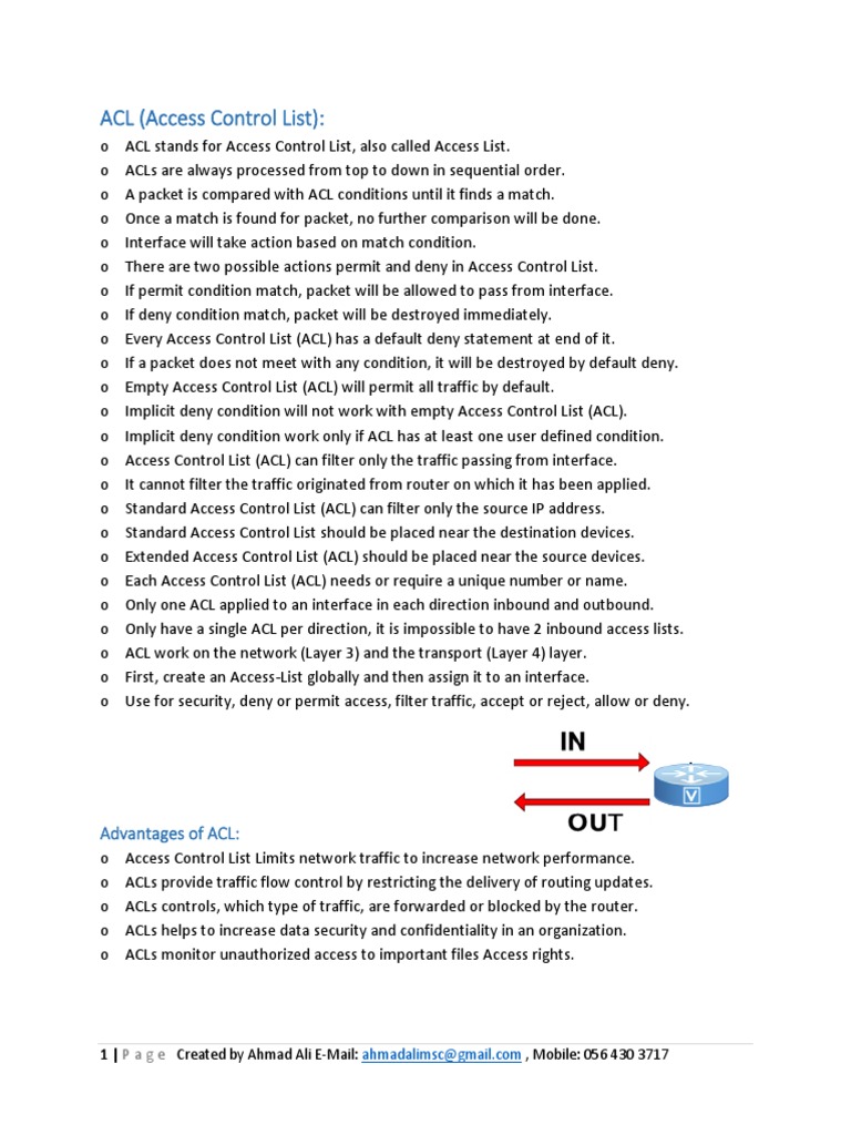 ACL (Access Control List) | PDF | Access Control | Computer Network