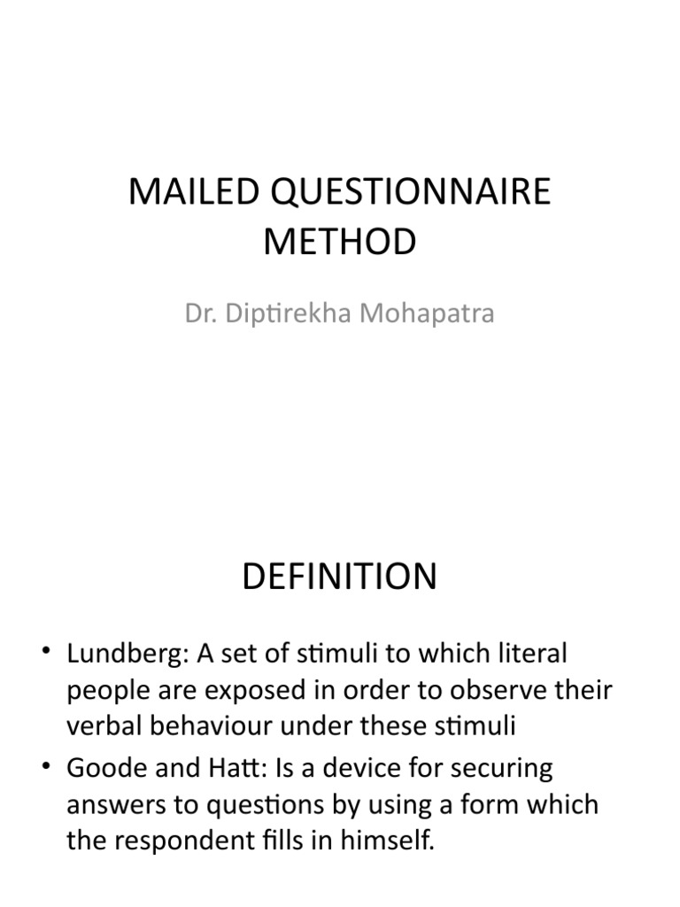 Mailed Questionnaire Method | PDF | Questionnaire | Bias