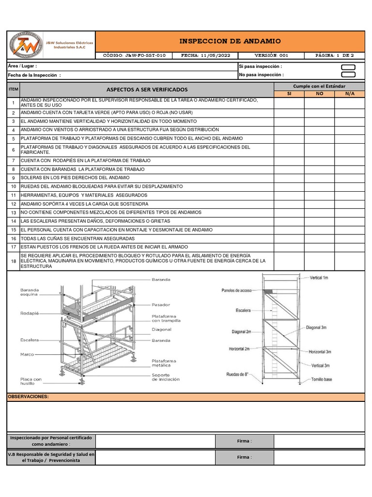 Inspeccion Andamio | PDF | Andamio