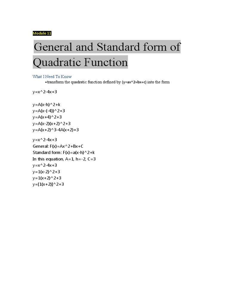 Module 11 | PDF | Quadratic Equation | Abstract Algebra
