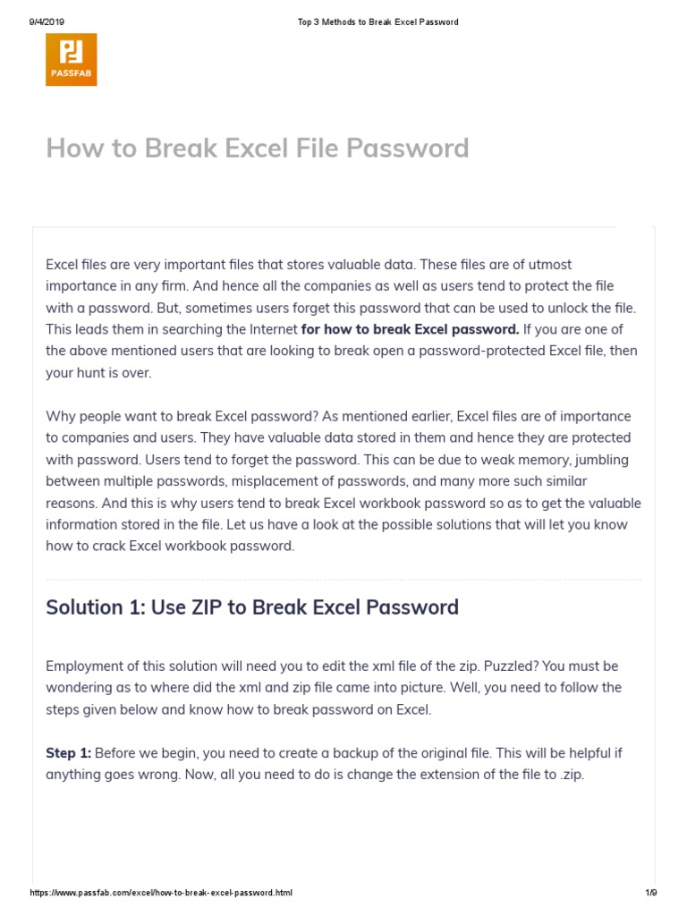 EXCEL-Use File ZIP and Remove XML Protection Tag To Break Excel Password | PDF | Microsoft Excel ...