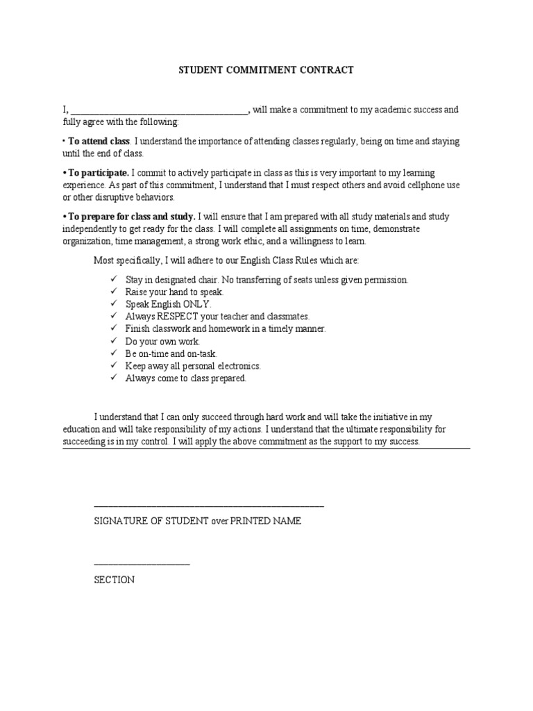 Student Commitment Contract | PDF
