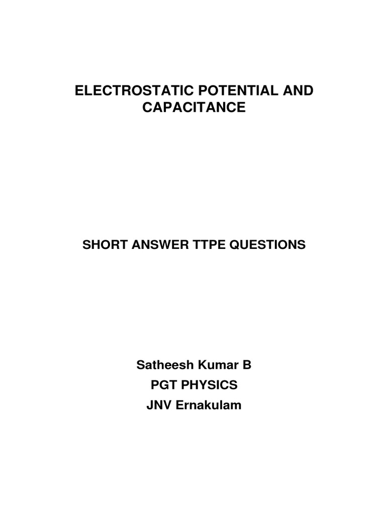 Electrostatic Potential and Capacitance | PDF | Capacitor | Capacitance