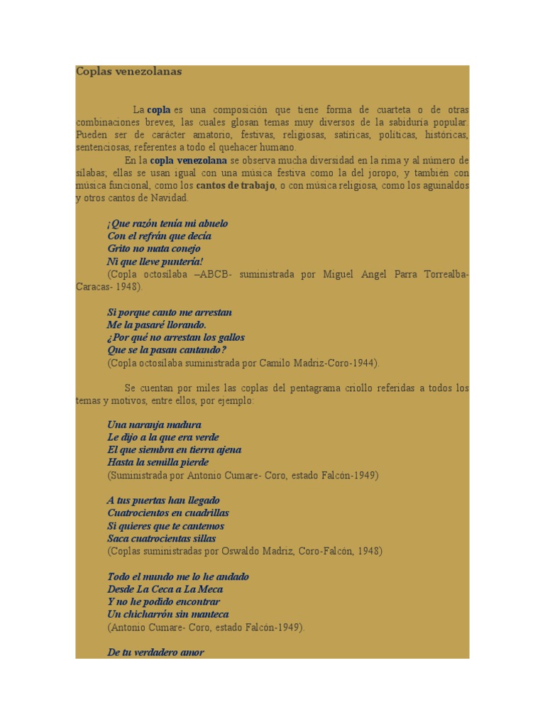 Coplas Venezolanas | PDF