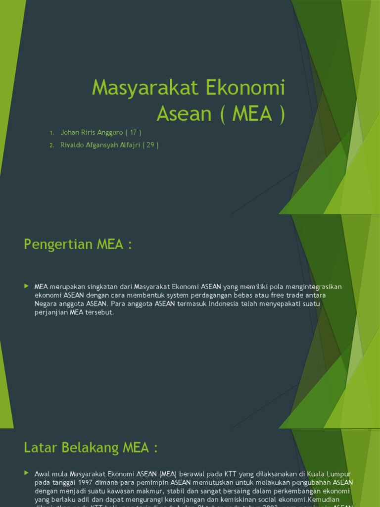 MEA Masyarakat Ekonomi ASEAN | PDF