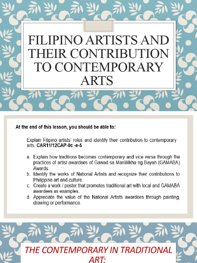 Filipino Artists and Their Contribution To Contemporary Arts | PDF ...