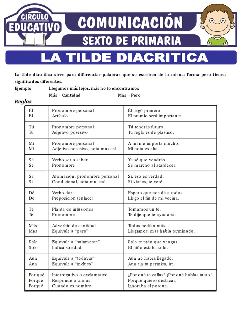 La Tilde Diacritica para Sexto de Primaria | PDF | Adjetivo | Adverbio