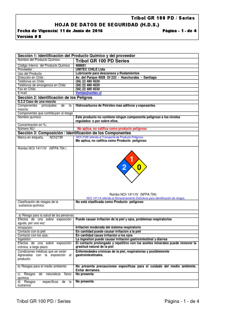 HDS-Tribol GR 100 PD | PDF | Agua | Combustión