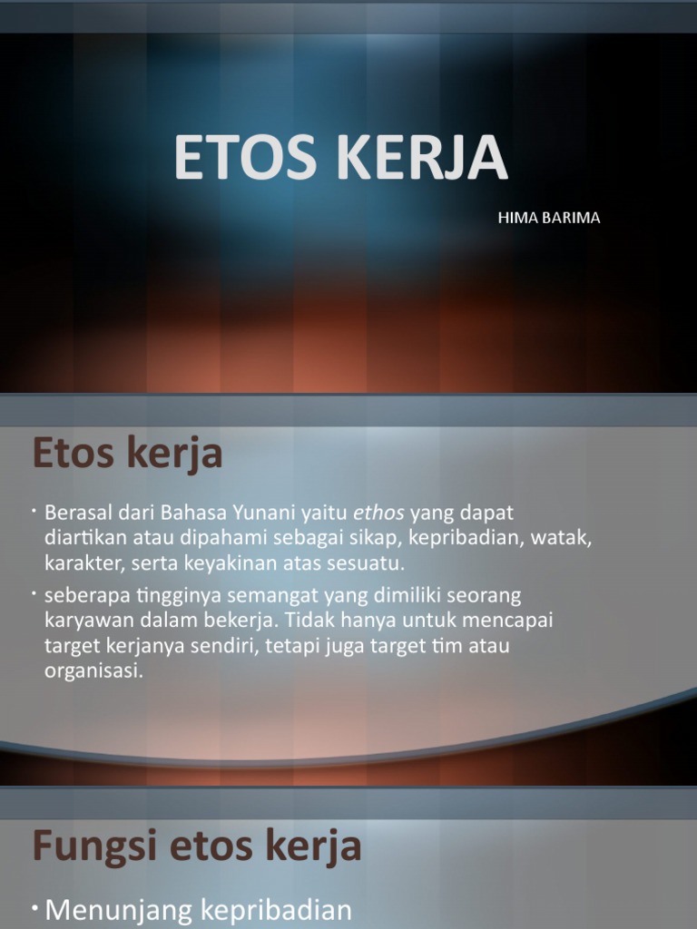 Fungsi dan Karakteristik Etos Kerja | PDF