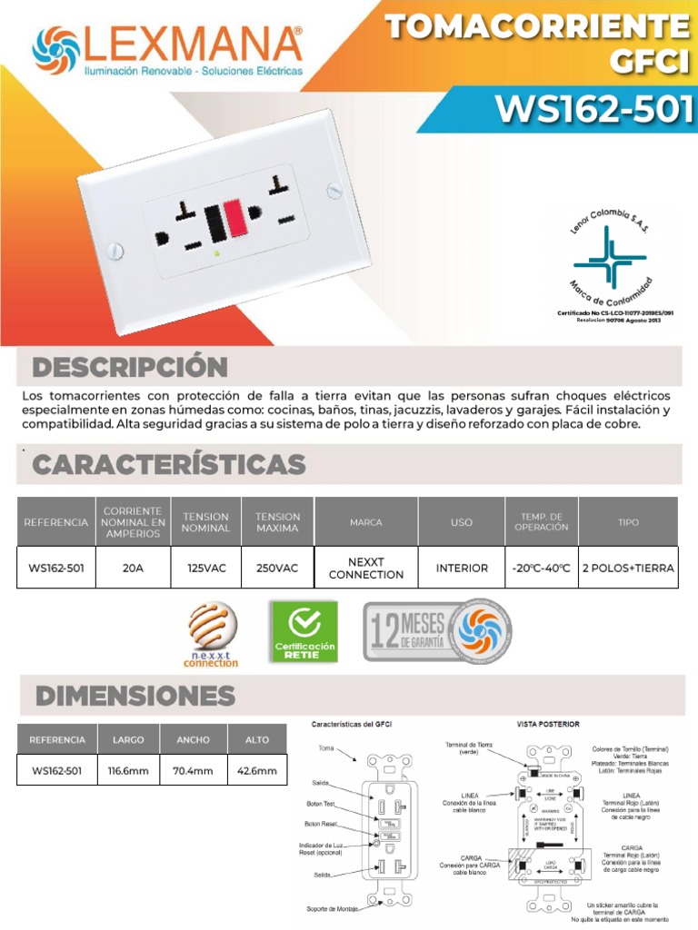 Ficha Tecnica Gfci Lexmana Nexxt Connection | PDF