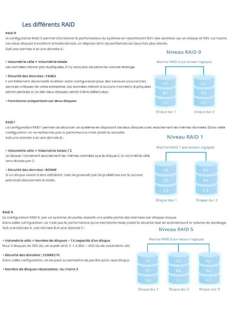 Types de RAID et leurs caractéristiques | PDF