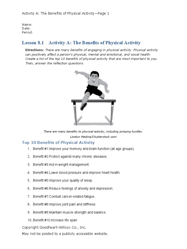 8.1 ACTIVITY - The Benefits of Physical Activity | PDF