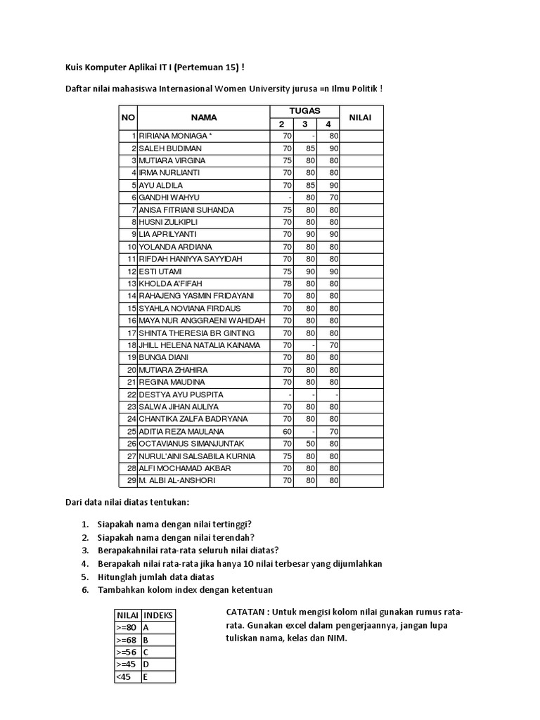 Kuis II Komputer Aplikai IT I | PDF