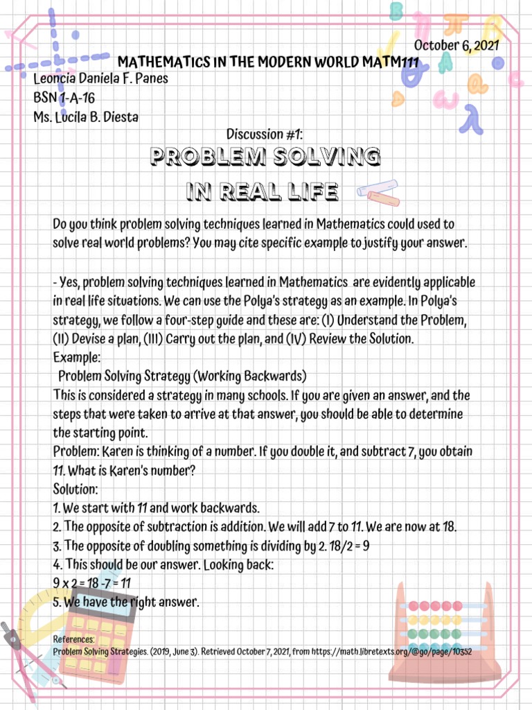 Real-Life Math Problem Solving | PDF