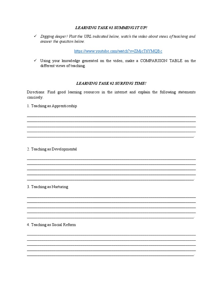 Learning Task 1 and 2 | PDF