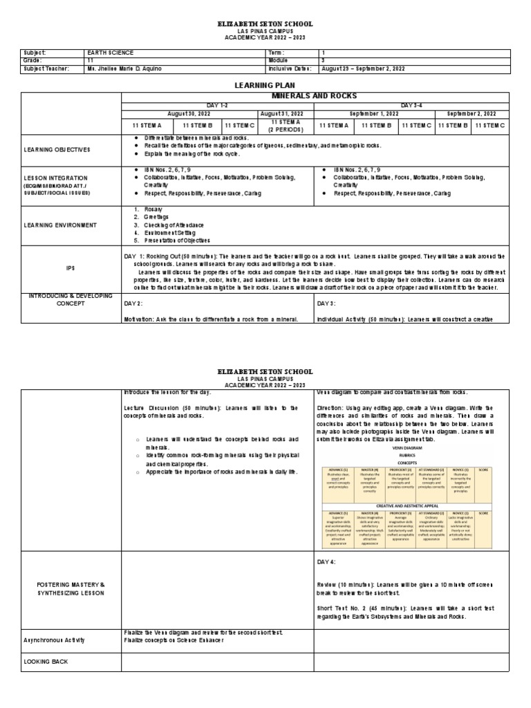 Module 3 - ELS - Minerals and Rocks | PDF | Rock (Geology) | Learning